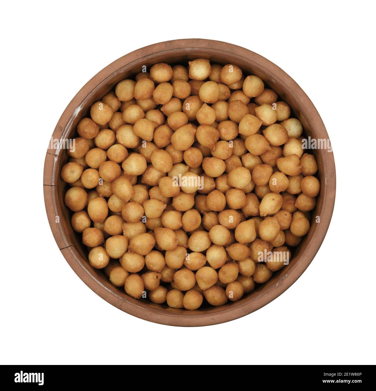 Fried batter pearls isolated on white. Crispy pearls. A soup topping ...