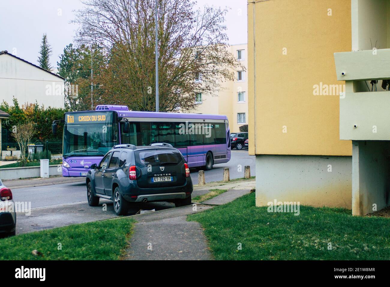 Reims France January 09, 2021 View of a traditional city bus for ...
