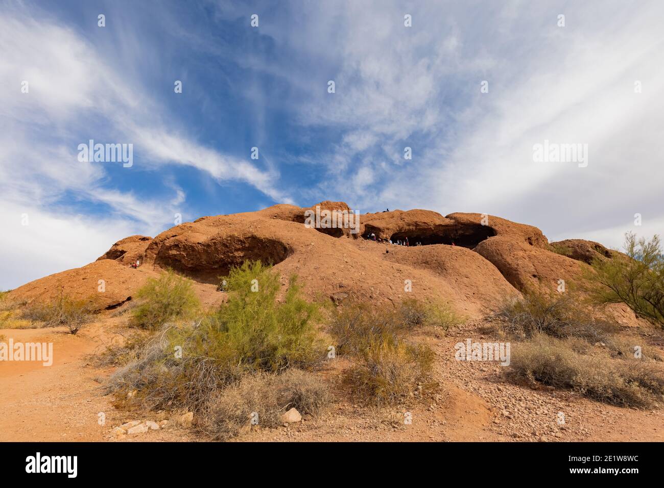 Many people hiking in the famous Hole in the Rock at Phoenix, Arizona ...
