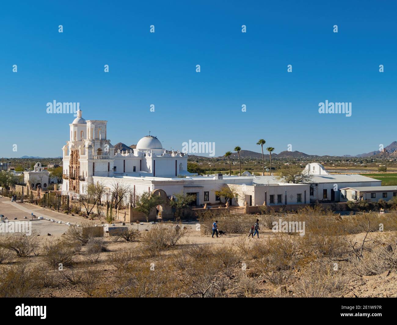 Sunny view of the beautiful San Xavier del Bac Mission at Arizona Stock ...