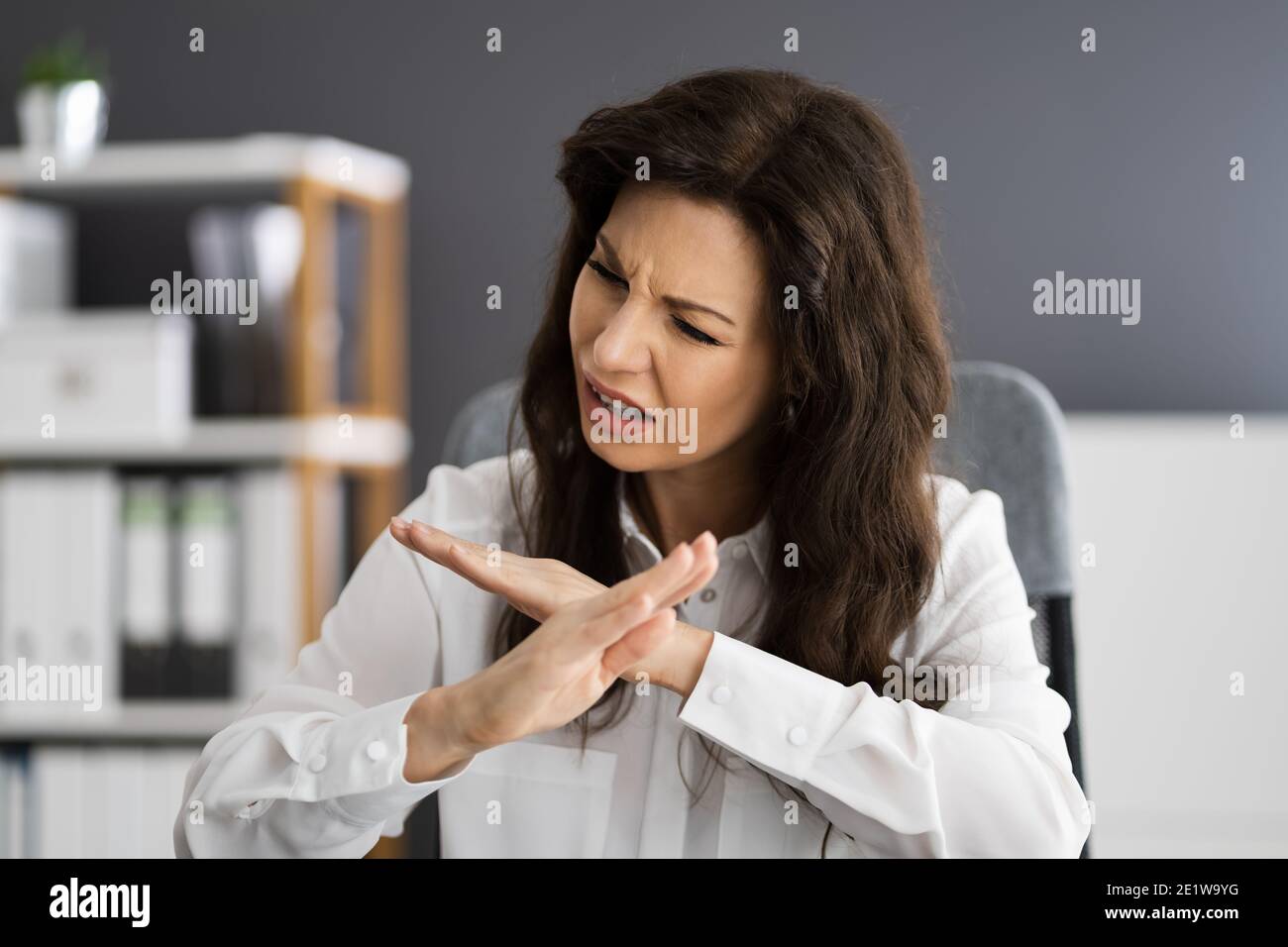 Workplace Quarrel. Angry Looking Woman In Video Conference Stock Photo ...