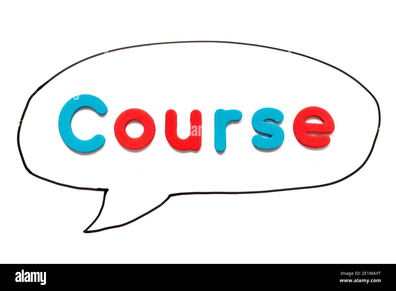 Alphabet letter with word course in black line hand drawing as bubble ...