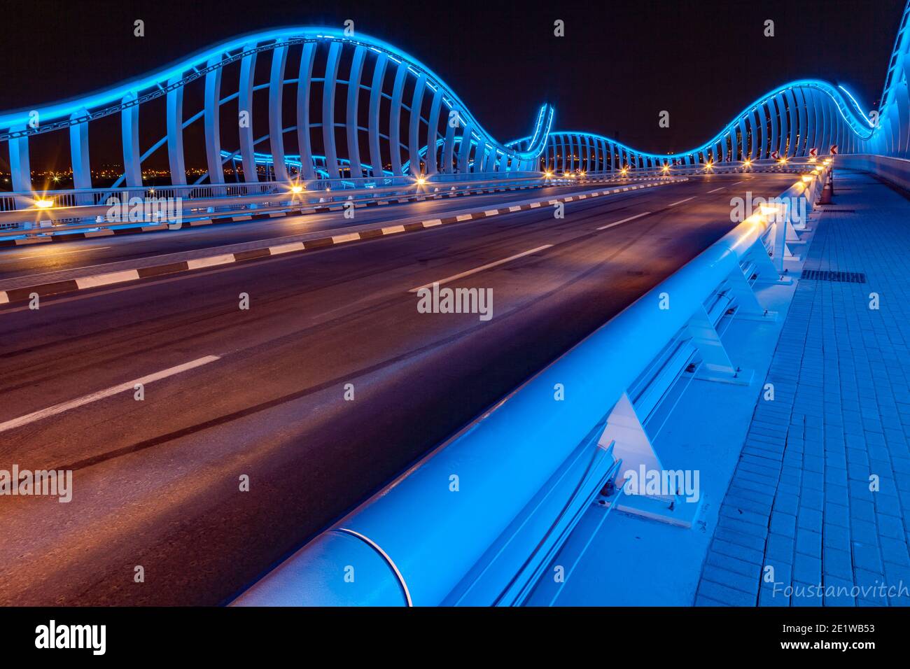 United Arab Emirates,Dubai, View of Meydan bridge by night,23rd of ...