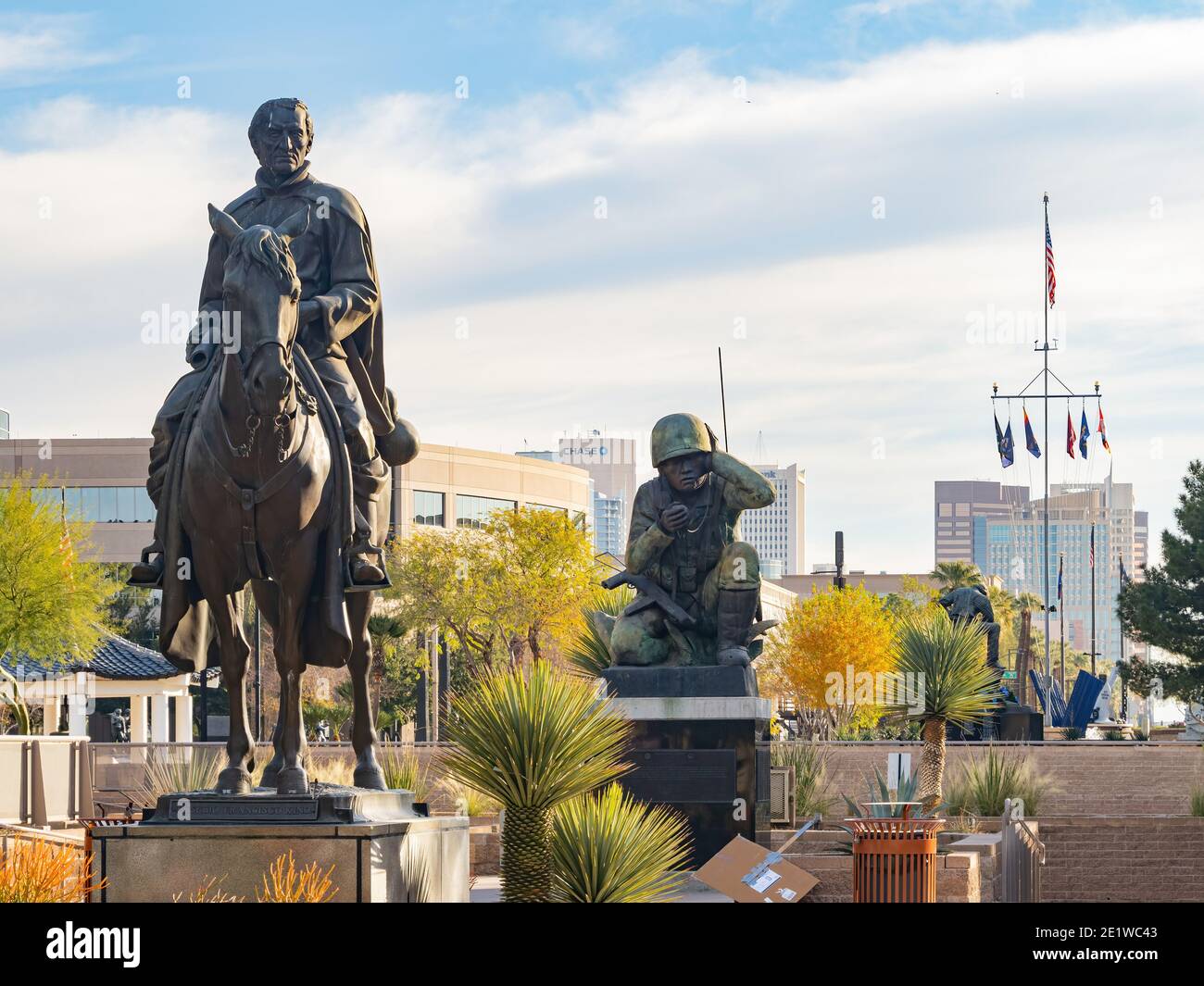 Phoneix, JAN 3, 2021 - Sunny view of the Navajo Code Talkers Memorial ...