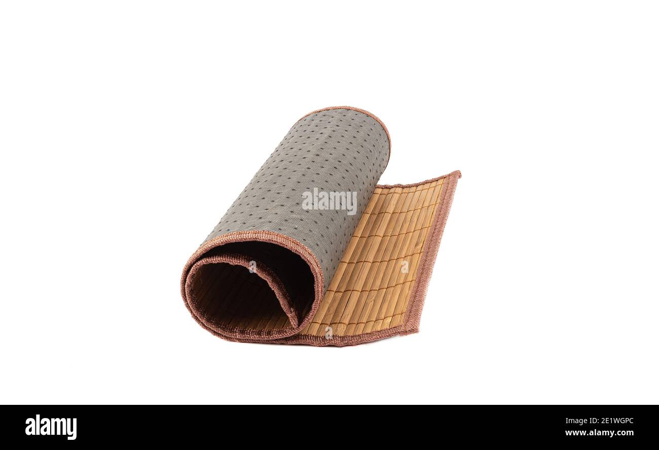 Twisted bamboo food mat isolated on white background. Traditional ...