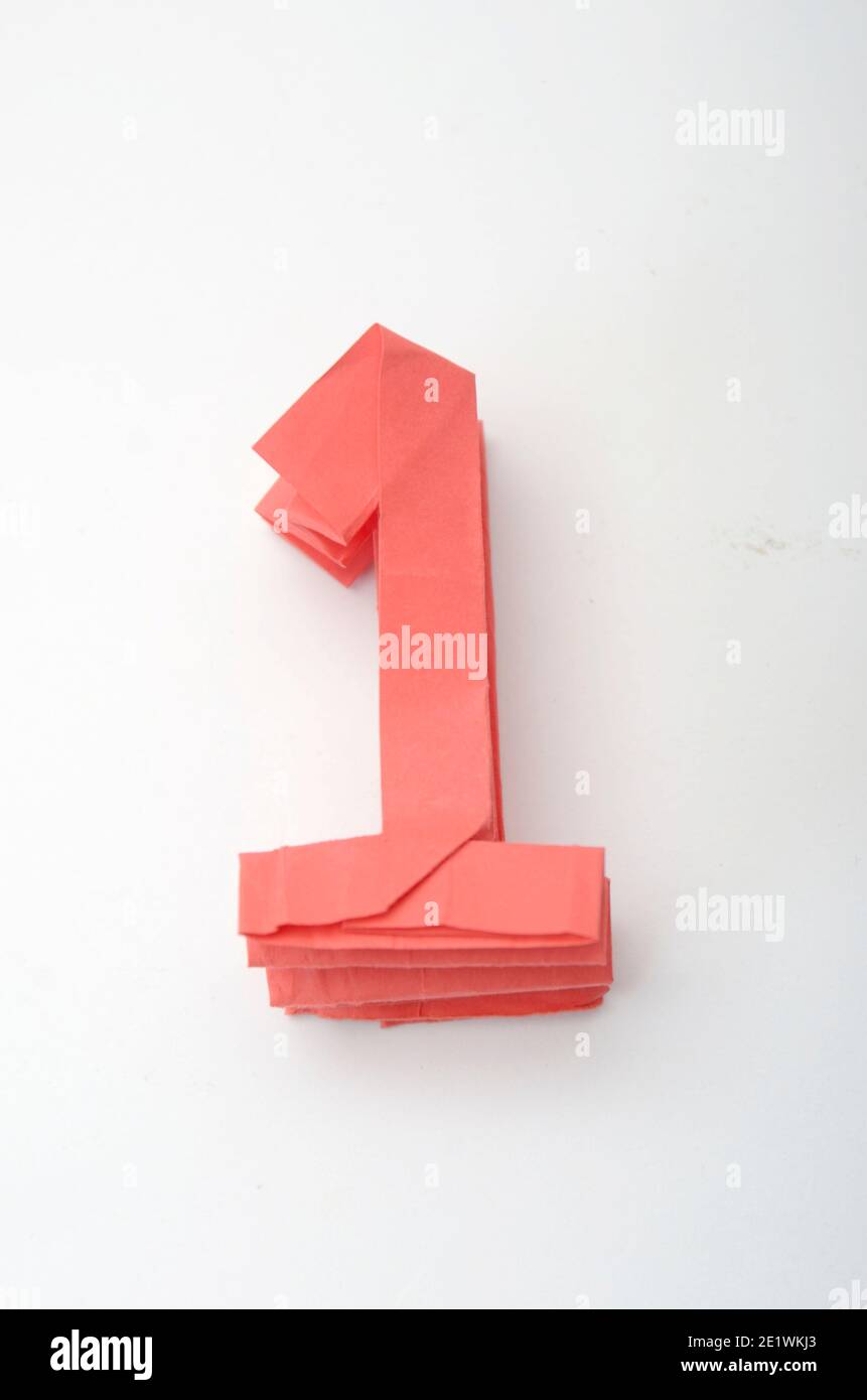 Origami, creative art paper, number one,1, uno Stock Photo - Alamy