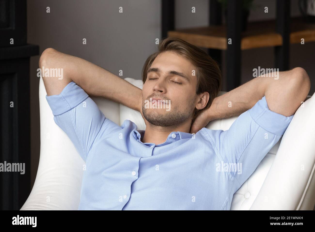 Man sleep in chair hi-res stock photography and images - Alamy