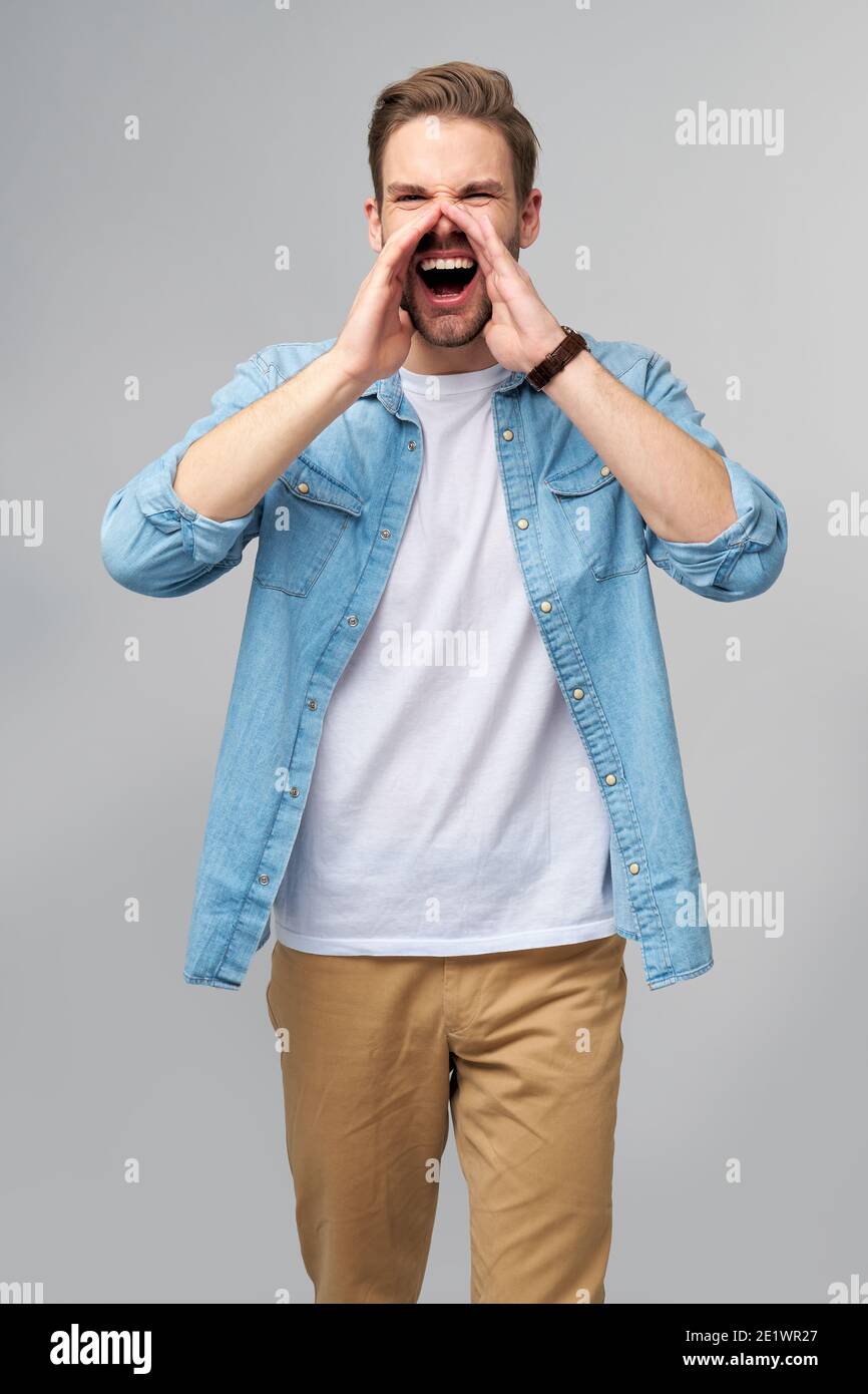 Angry Man Screaming Standing