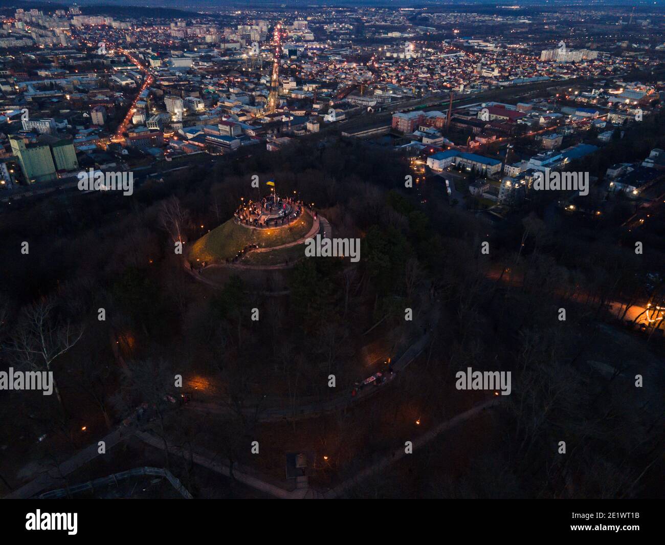 aerial view of high castle and nigh lviv city copy space Stock Photo ...