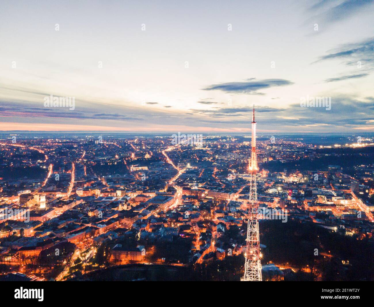 aerial view of high castle and nigh lviv city copy space Stock Photo ...