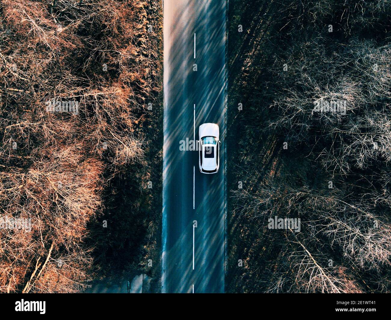 overhead top view of the car going by highway copy space Stock Photo ...