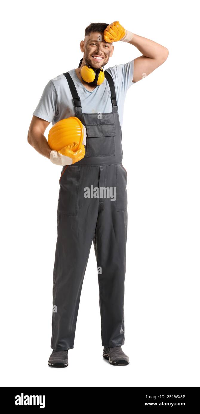 Miner man on white background Stock Photo - Alamy