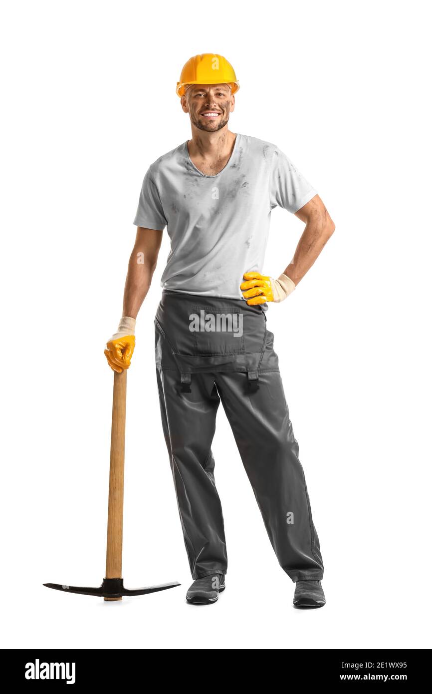 Miner man on white background Stock Photo - Alamy