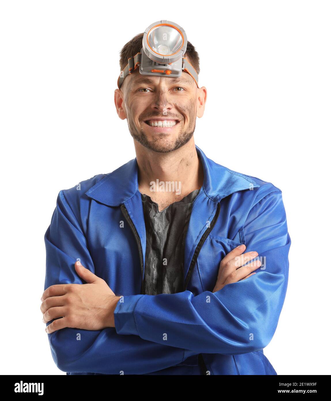 Miner man on white background Stock Photo - Alamy
