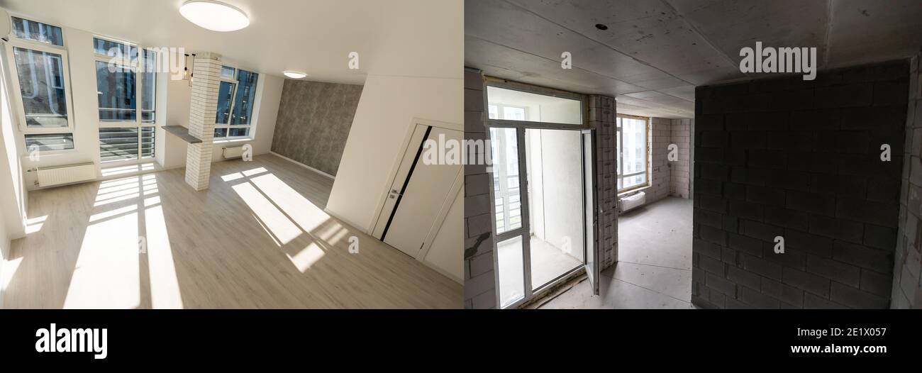 Comparison of a room in an apartment before and after renovation new ...