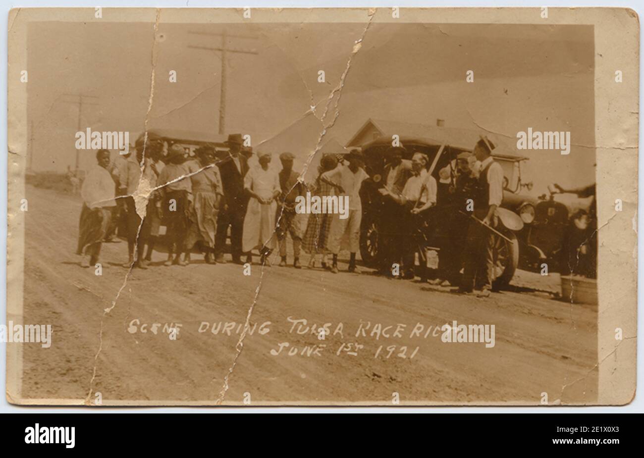 Vintage photograph with the caption "SCENE DURING TULSA RACE RIOT JUNE ...