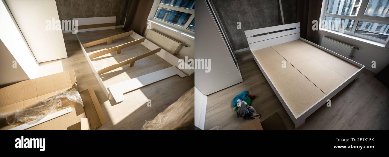 bed repair before and after Stock Photo - Alamy