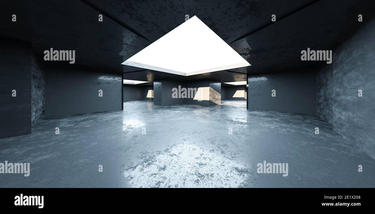 abstract concrete architecture exterior 3d render illustration Stock ...