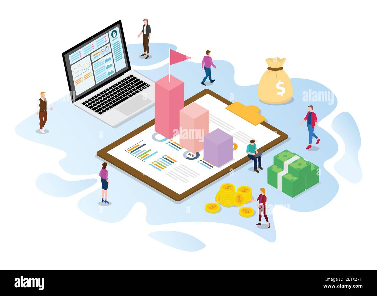 financial growth concept with modern isometric or 3d style vector ...
