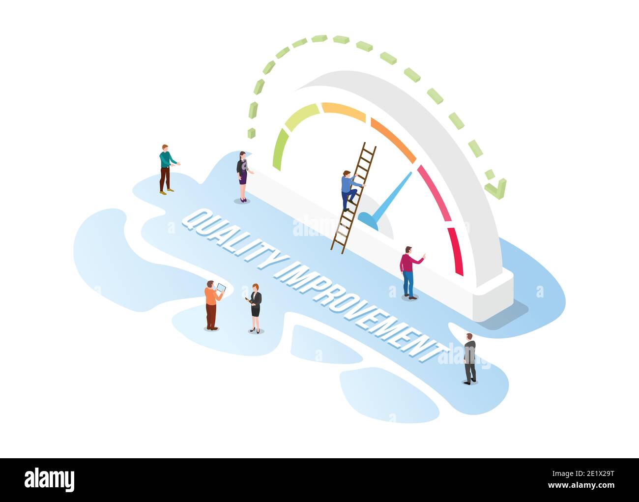 quality improvement increase concept with modern isometric or 3d style ...