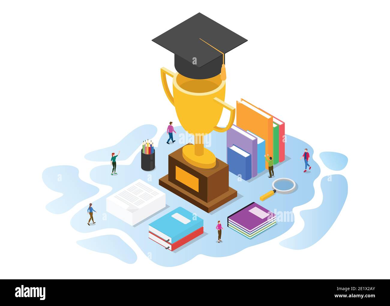 scholarship concept with modern isometric or 3d style vector ...