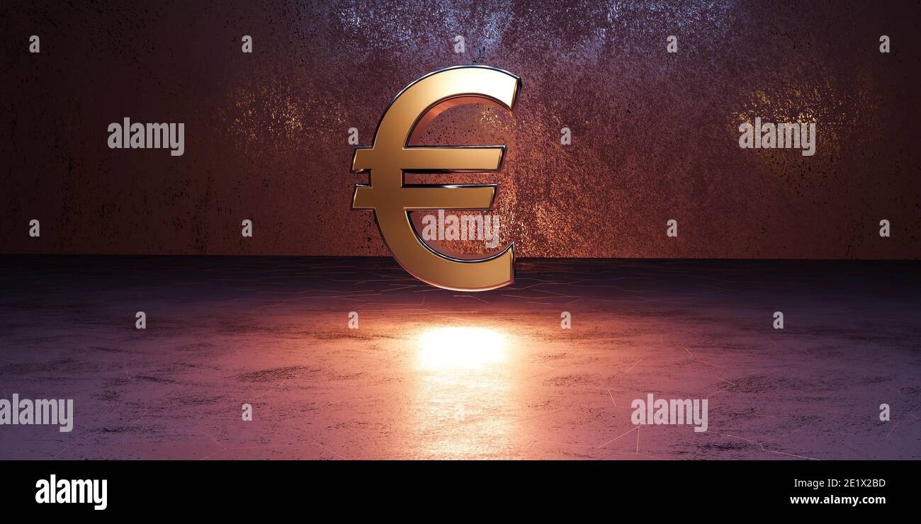 glowing golden euro symbol currency business finance concept 3d render ...