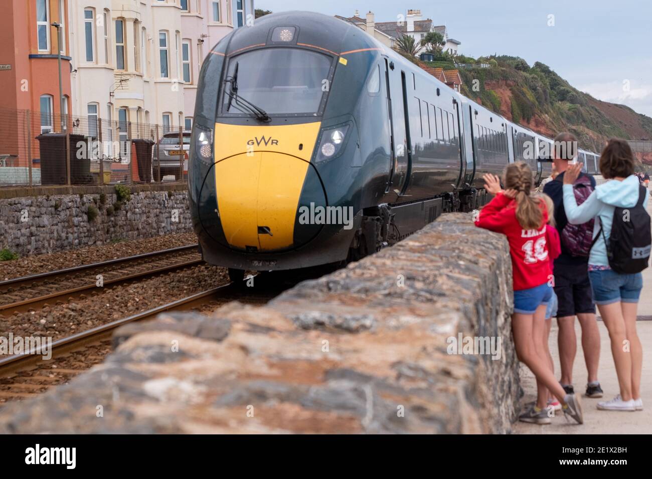 New Class 800 electro diesel GWR train on route to Dawlish from London ...