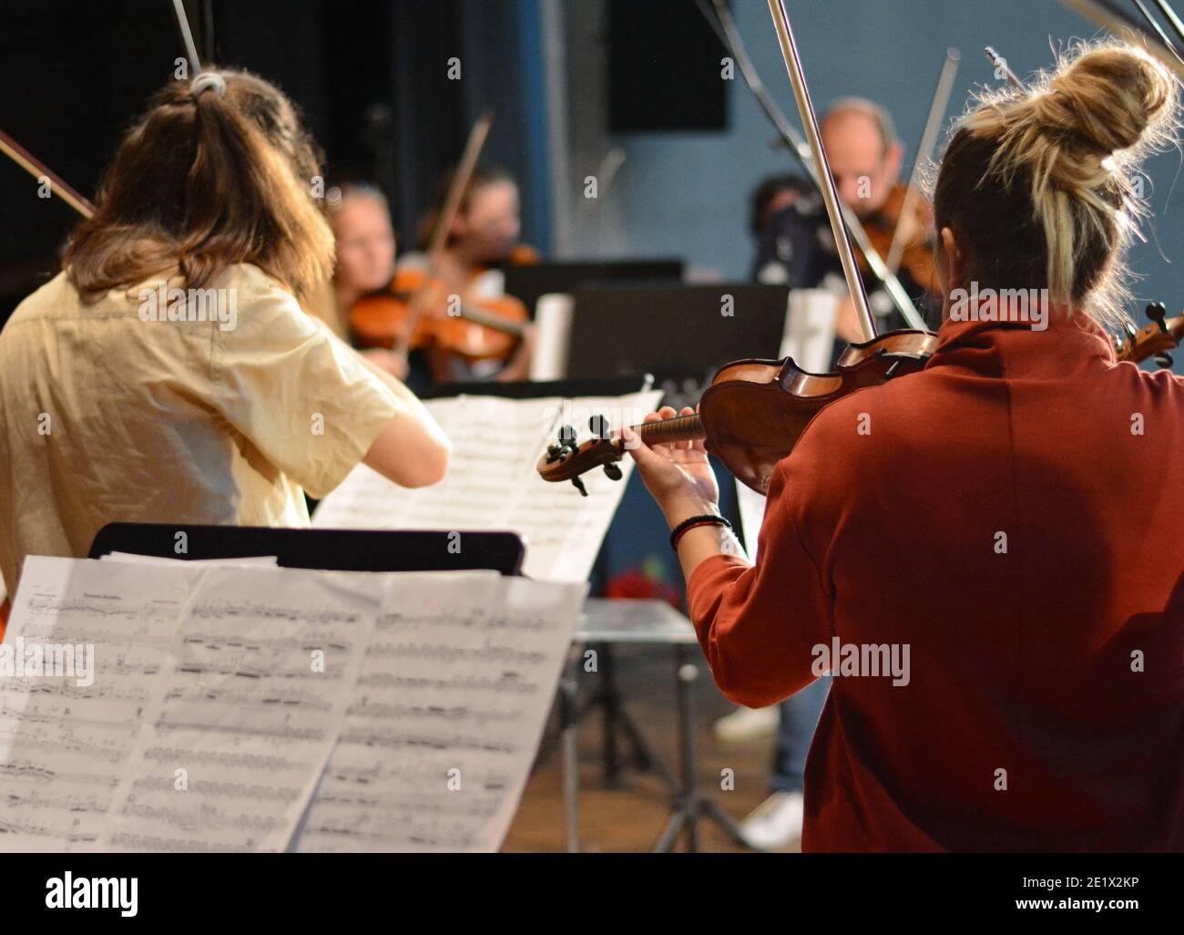 abstract blurred image. Actor violinist playing the violin strings ...