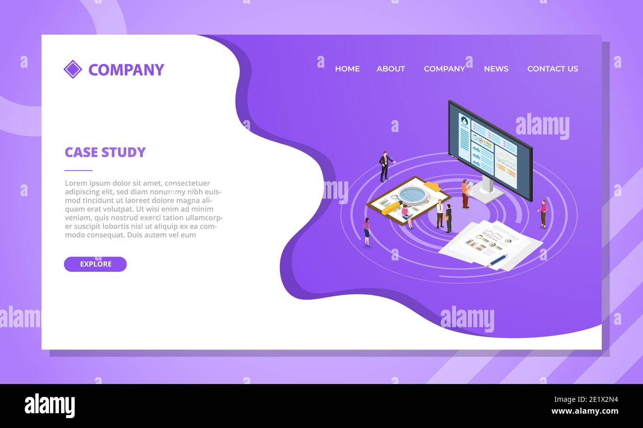 case study concept for website template or landing homepage design with ...