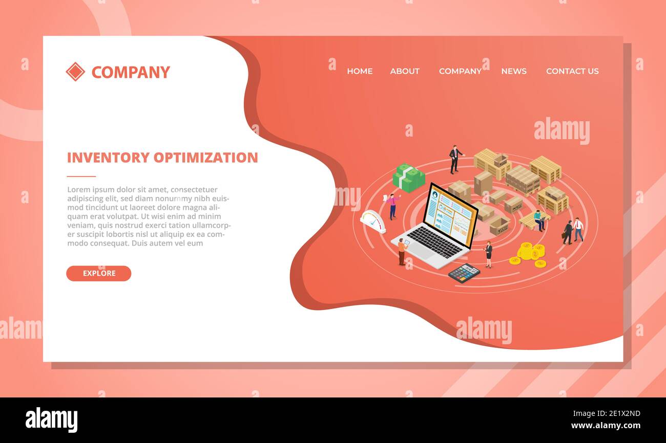 inventory optimization concept for website template or landing homepage ...