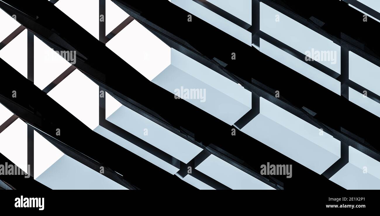 Abstract architecture detail with steel and concrete surface 3d render ...