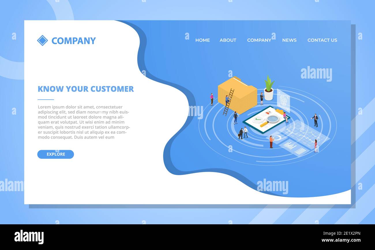 kyc know your customer concept for website template or landing homepage ...
