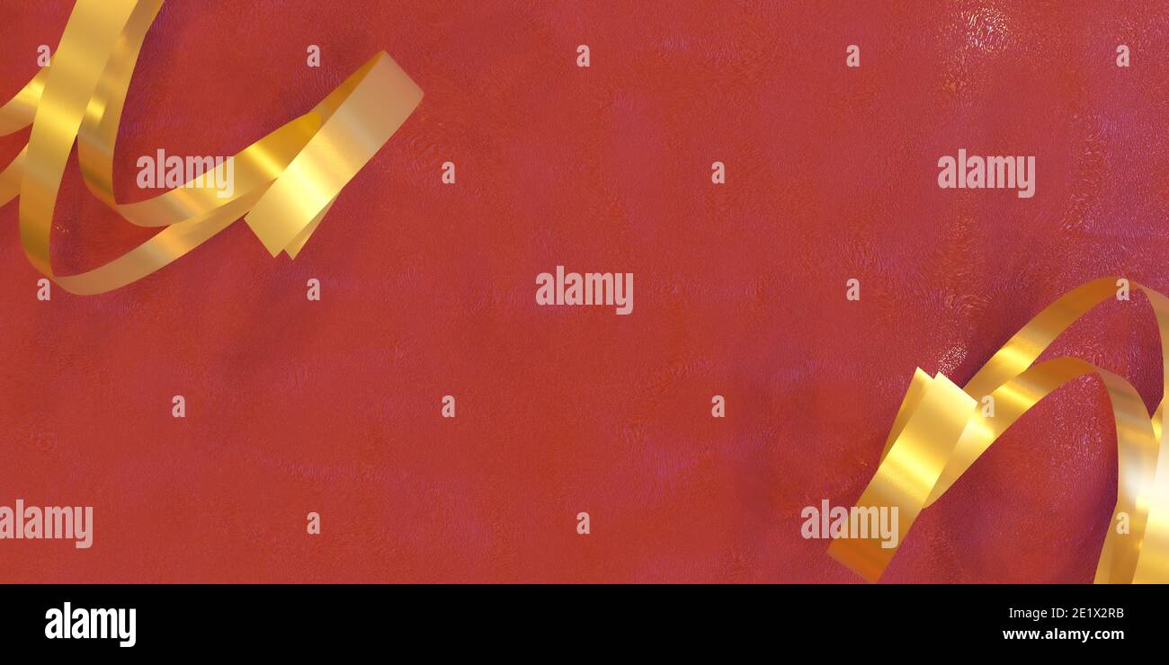 Red gift present background design wallpaper with golden ribbon 3d ...