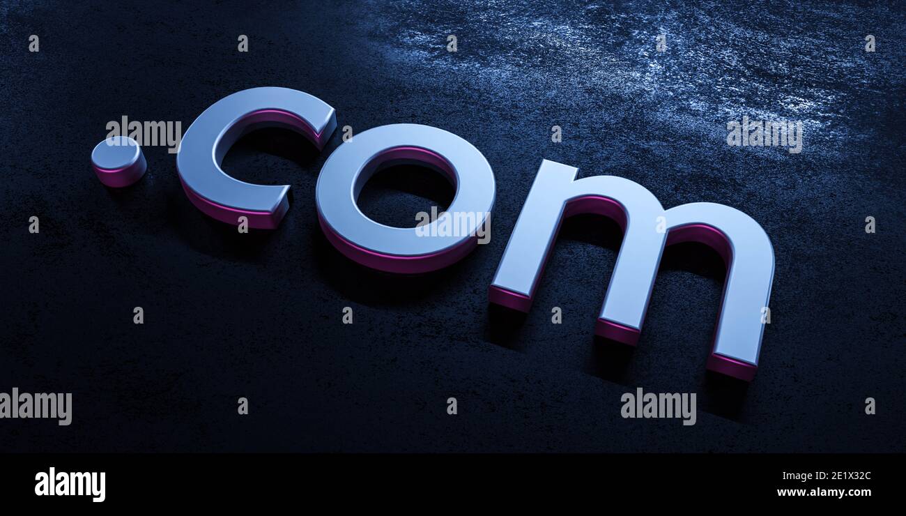 abstract .com letters internet web symbol concept with steel metal ...