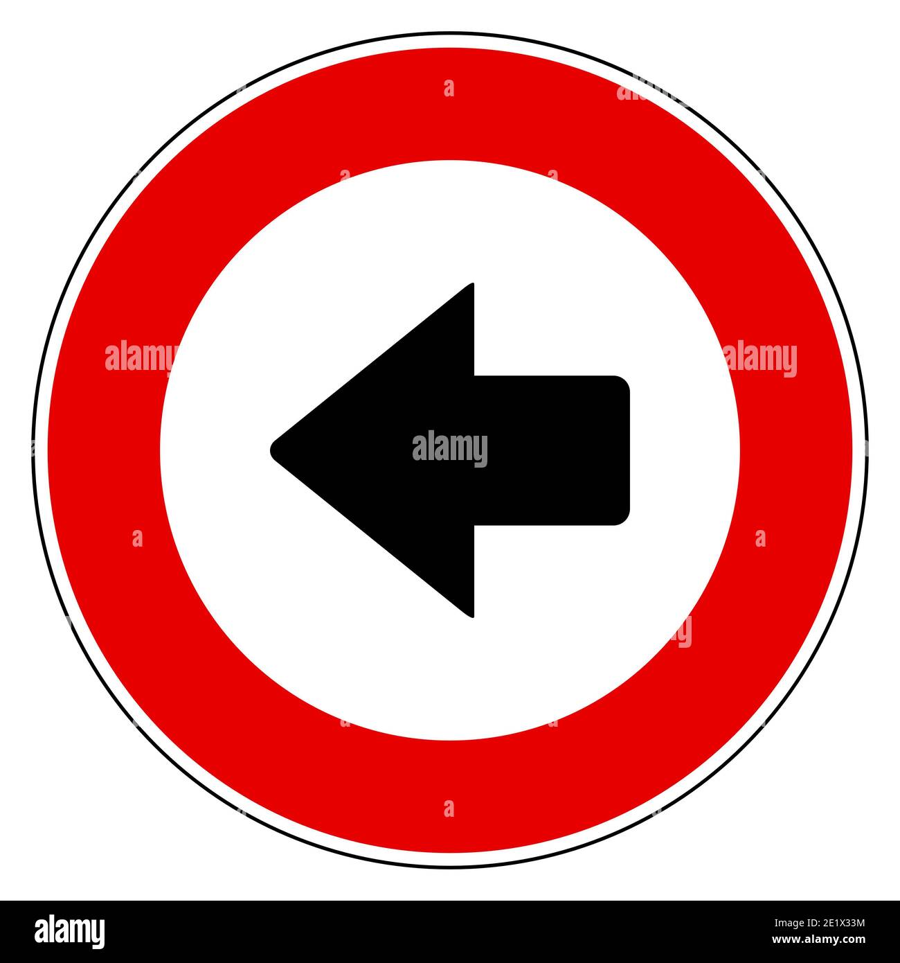 Left arrow and prohibition sign Stock Photo - Alamy