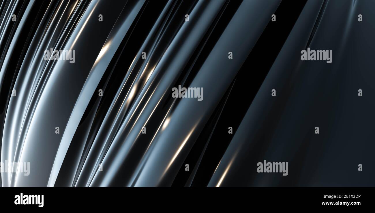 modern abstract black surface reflection with curves 3d render ...