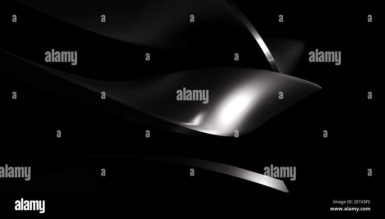dark black geometric round shape 3d render background illustration ...