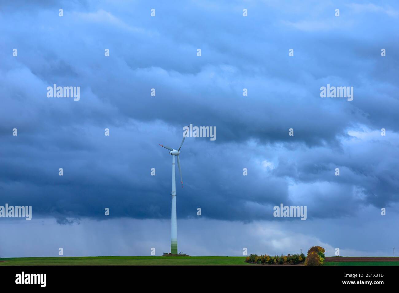 Windmill with rain clouds, Kasberg, Graefenberg, Upper Franconia ...