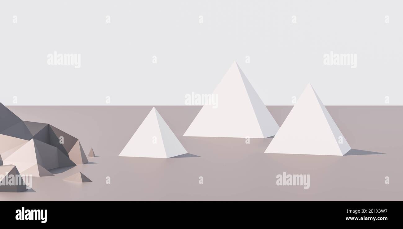 abstract landscape pyramid modern minimalistic design 3d render ...