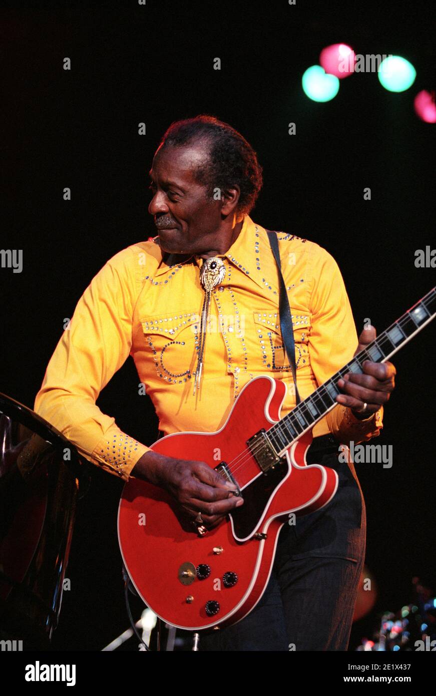 Chuck Berry on stage at the Legends Of Rock N Roll concert held at ...
