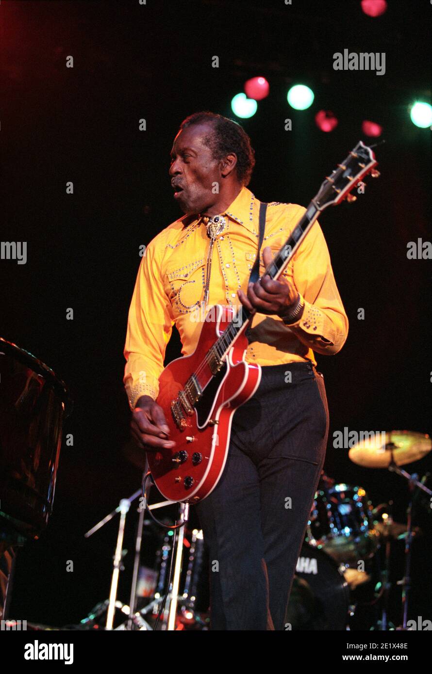 Chuck Berry on stage at the Legends Of Rock N Roll concert held at ...