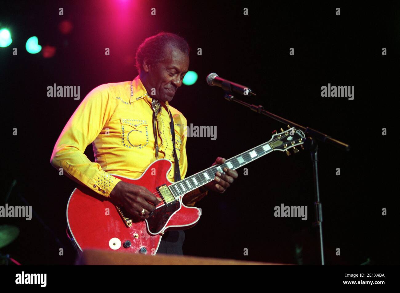 Chuck Berry on stage at the Legends Of Rock N Roll concert held at ...
