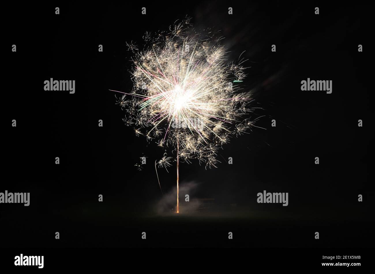 delicate white bright fireworks in the night Stock Photo - Alamy