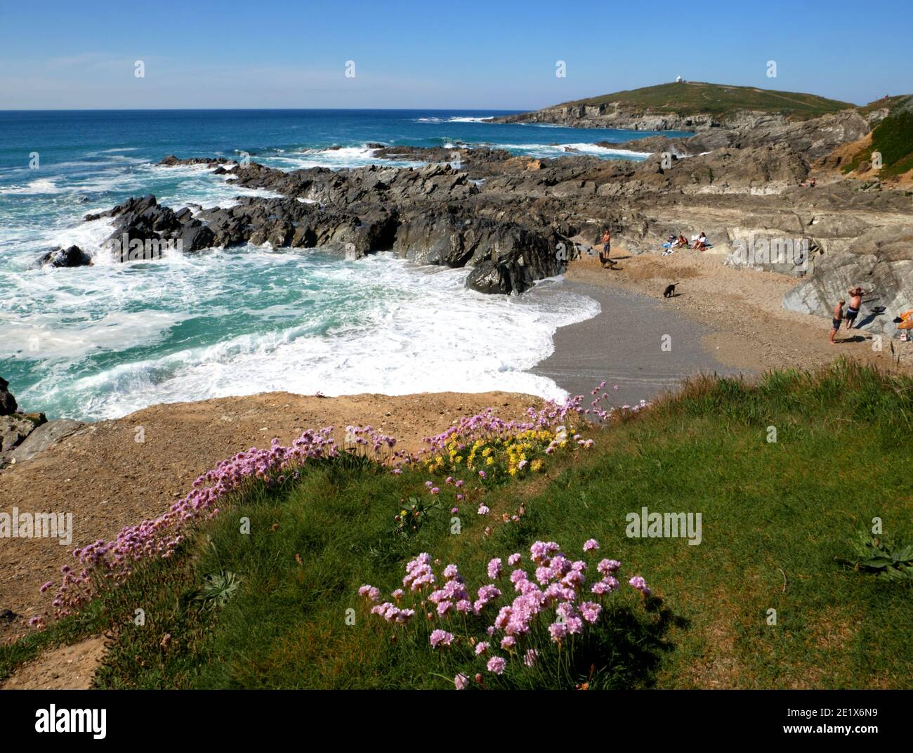 Little Fistral beach and Towan Head, Newquay, Cornwall Stock Photo - Alamy