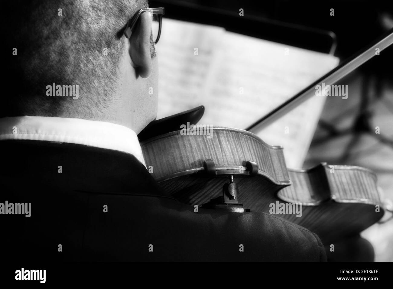 Actor violinist playing the violin strings. Musician plays a musical ...
