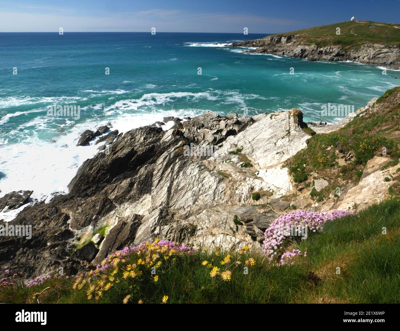 Turquoise seas off Towan Head, Newquay, Cornwall Stock Photo - Alamy