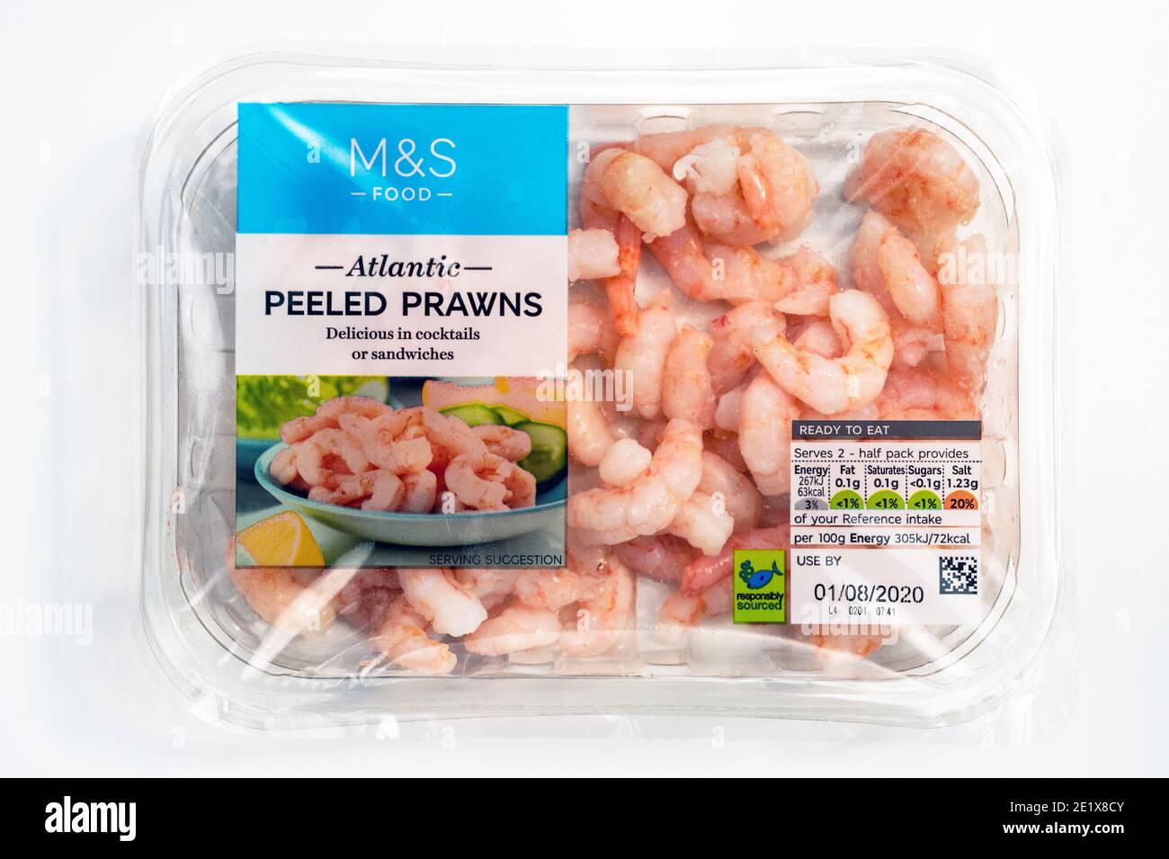 M&S Food Atlantic peeled prawns Stock Photo - Alamy