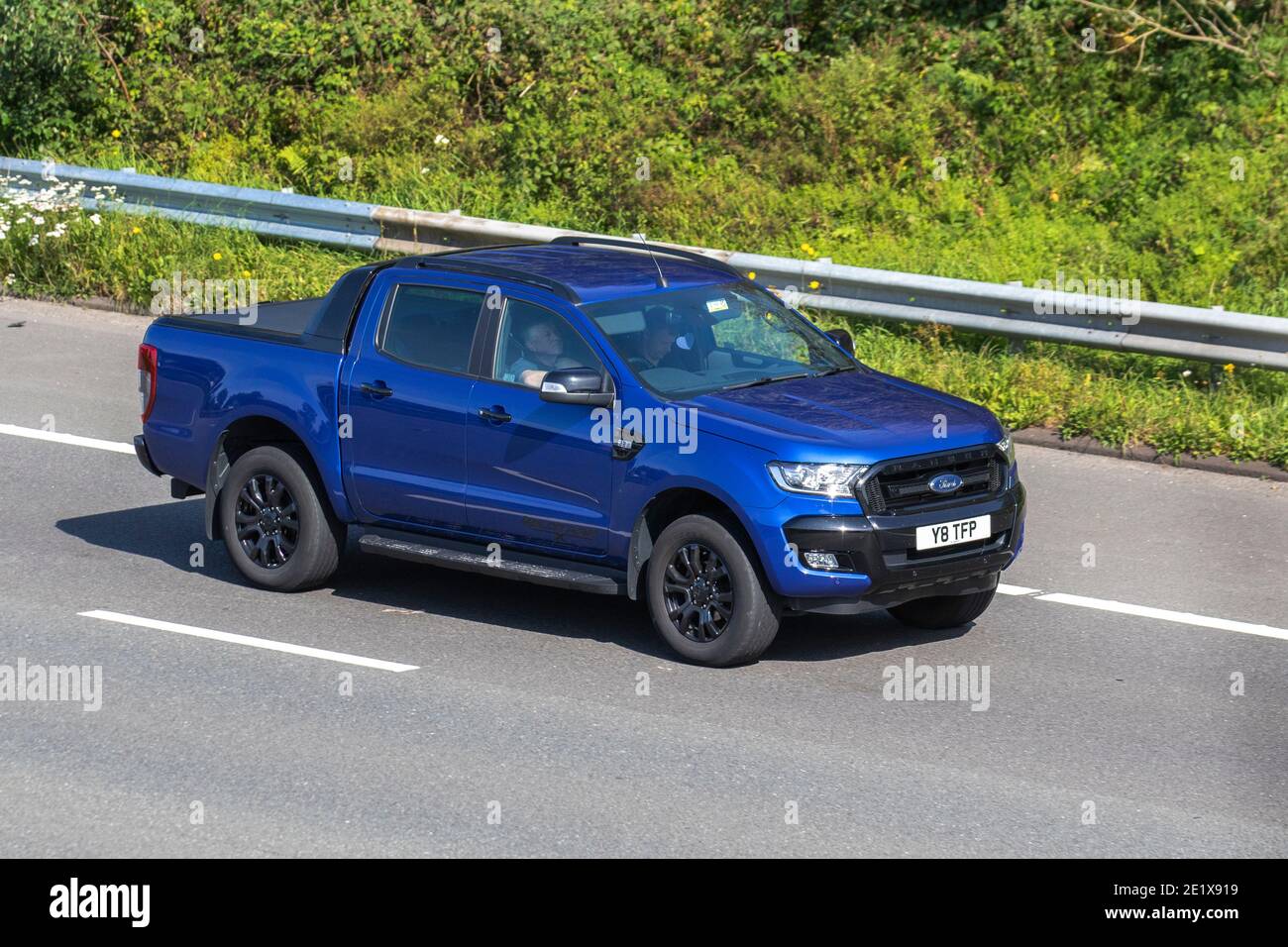 2019 blue Ford Ranger Wildtrak 4X4 Dcb Tdci A Vehicular traffic, moving ...