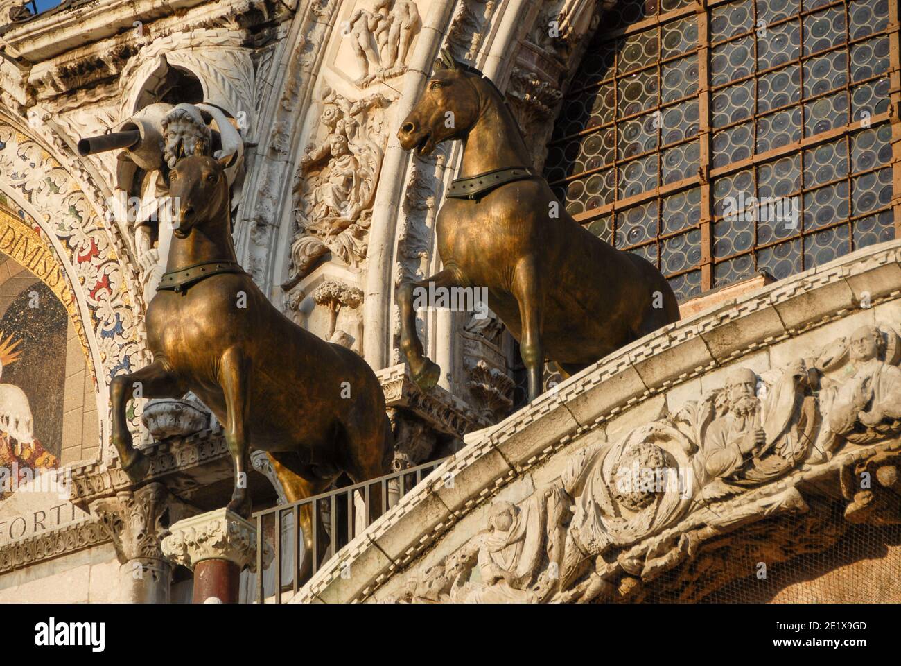 Bronze horses of Saint Mark's Basilica In Venice , Italy Stock Photo ...