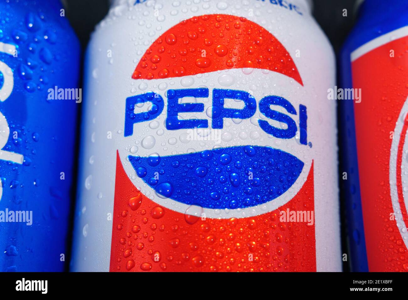 Tyumen, Russia-November 01, 2020: Pepsi logo with water drops isa ...